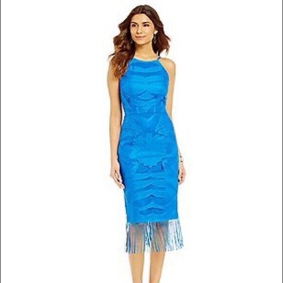Gianni Bini | Dresses | Gianni Bini Blue Fringe Midi Blue Macaw Dress ...